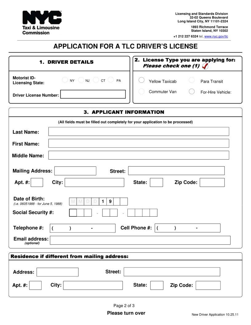Blank Application Form For Tlc | Fill Out and Print PDFs
