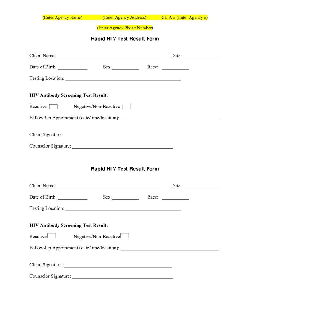 Blank Negative Hiv Test Form | Fill Out and Print PDFs