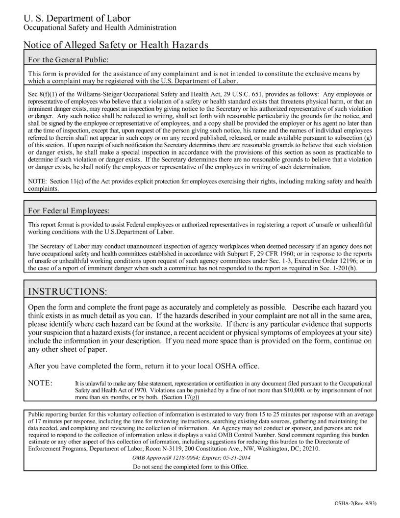 Blank Osha 7 Form | Fill Out and Print PDFs