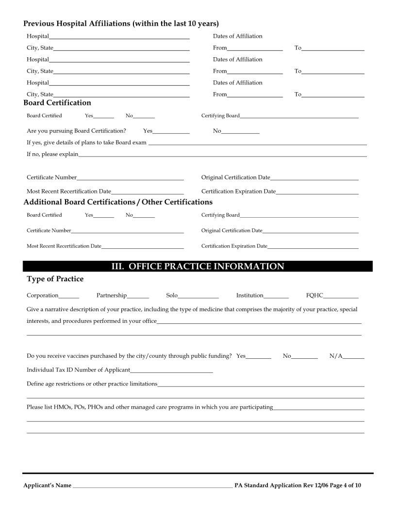 Blank Pennsylvania Standard Application | Fill Out and Print PDFs