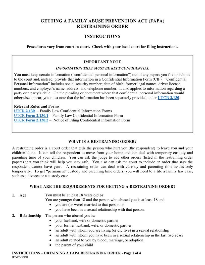Blank Restraining Order Notice | Fill Out and Print PDFs