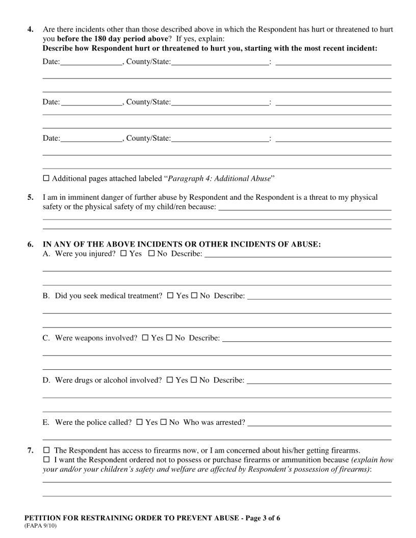 Blank Restraining Order Notice | Fill Out and Print PDFs