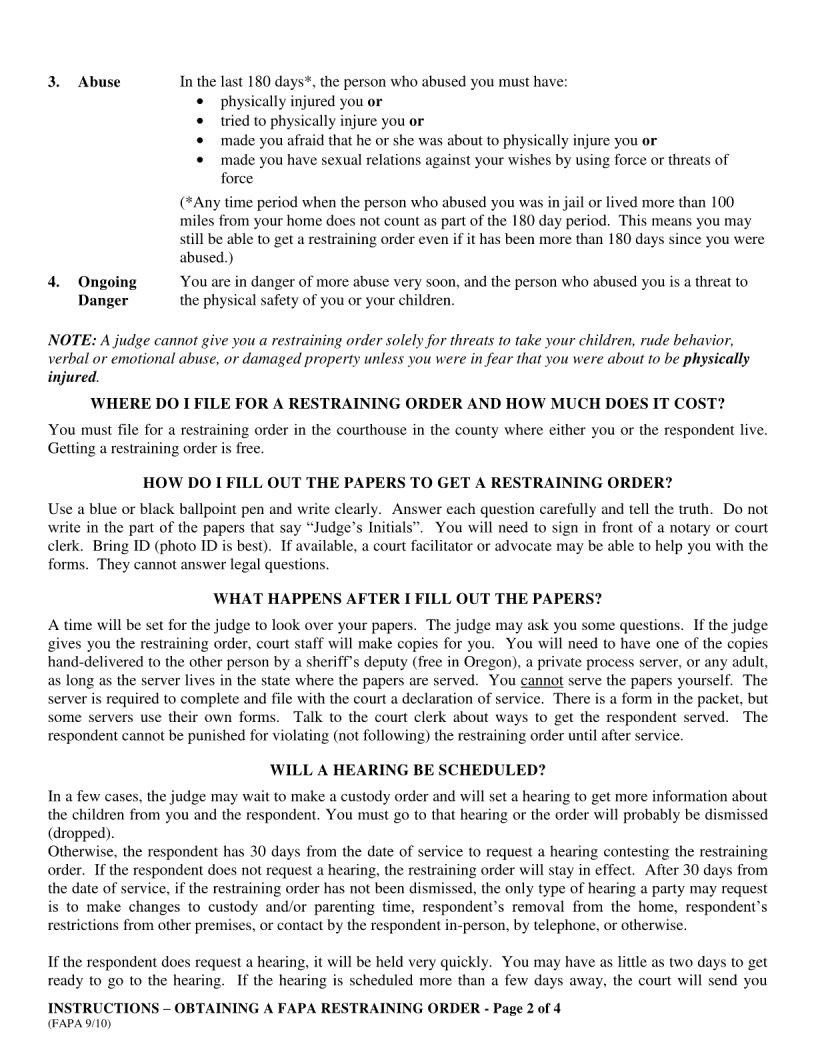 Blank Restraining Order Notice | Fill Out and Print PDFs
