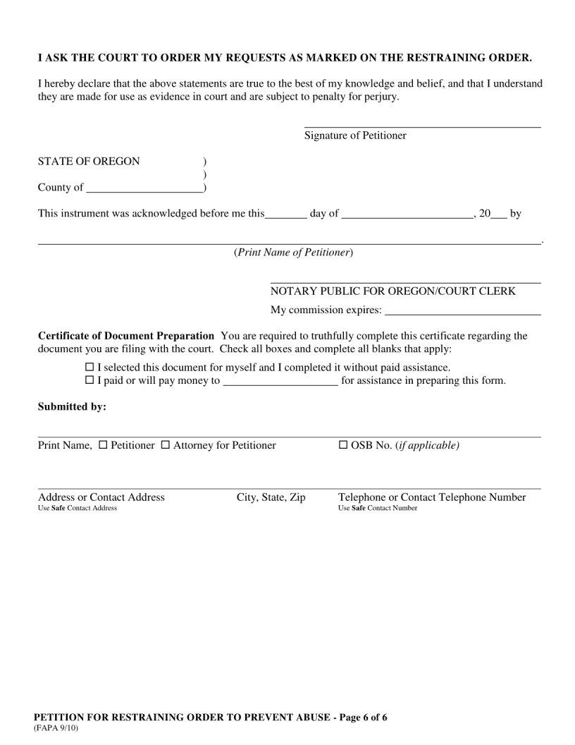 Blank Restraining Order Notice | Fill Out and Print PDFs