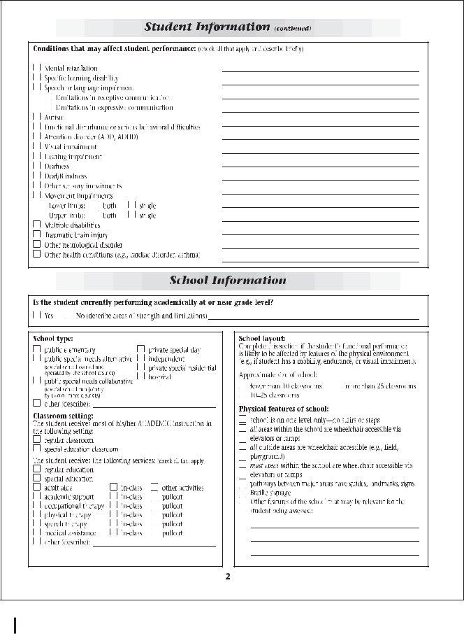 Blank School Function Assessment Form | Fill Out and Print PDFs