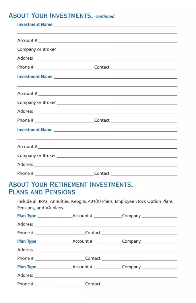 Blank Beneficiary Planner | Fill Out and Print PDFs