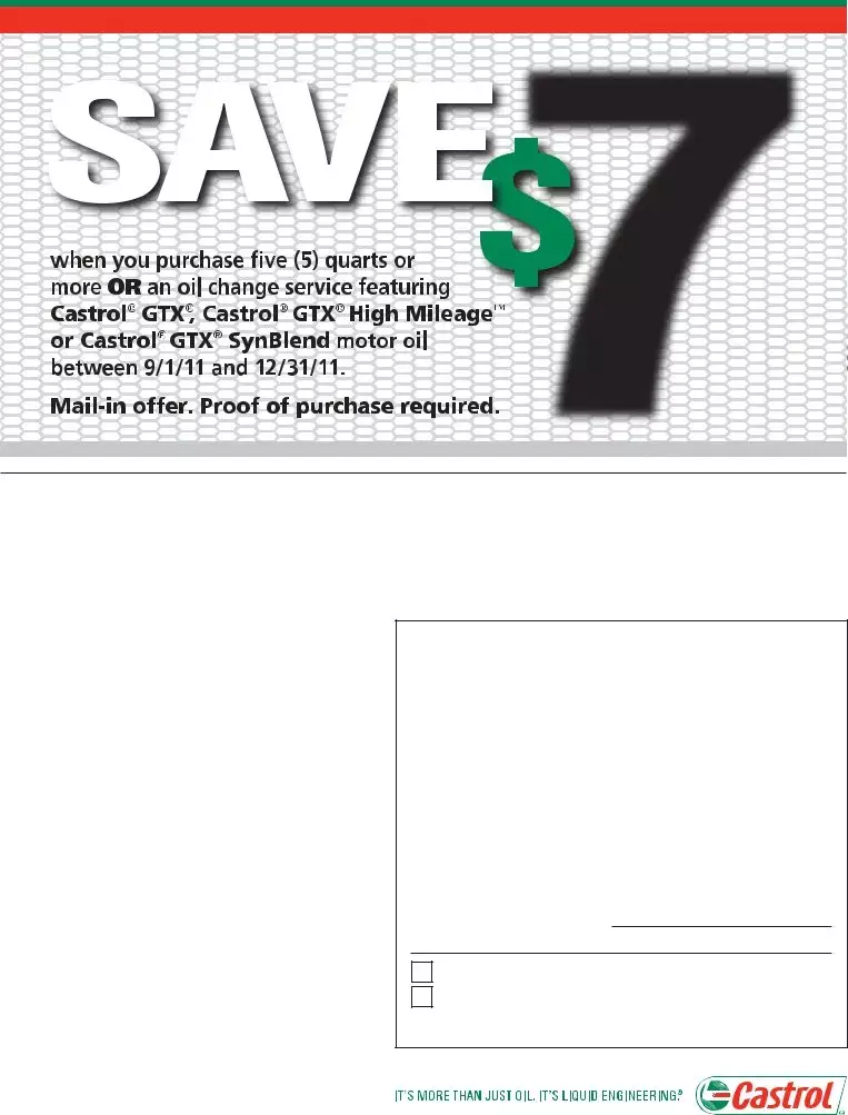Blank Castrol Oil Promotion | Fill Out and Print PDFs