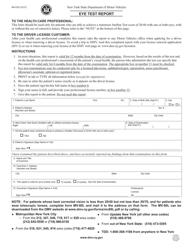 Blank Dmv Eye Test Form 619 | Fill Out and Print PDFs