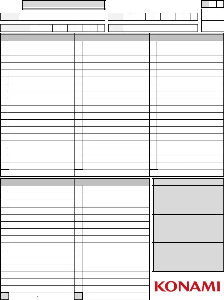 Blank Konami Decklist Form | Fill Out and Print PDFs