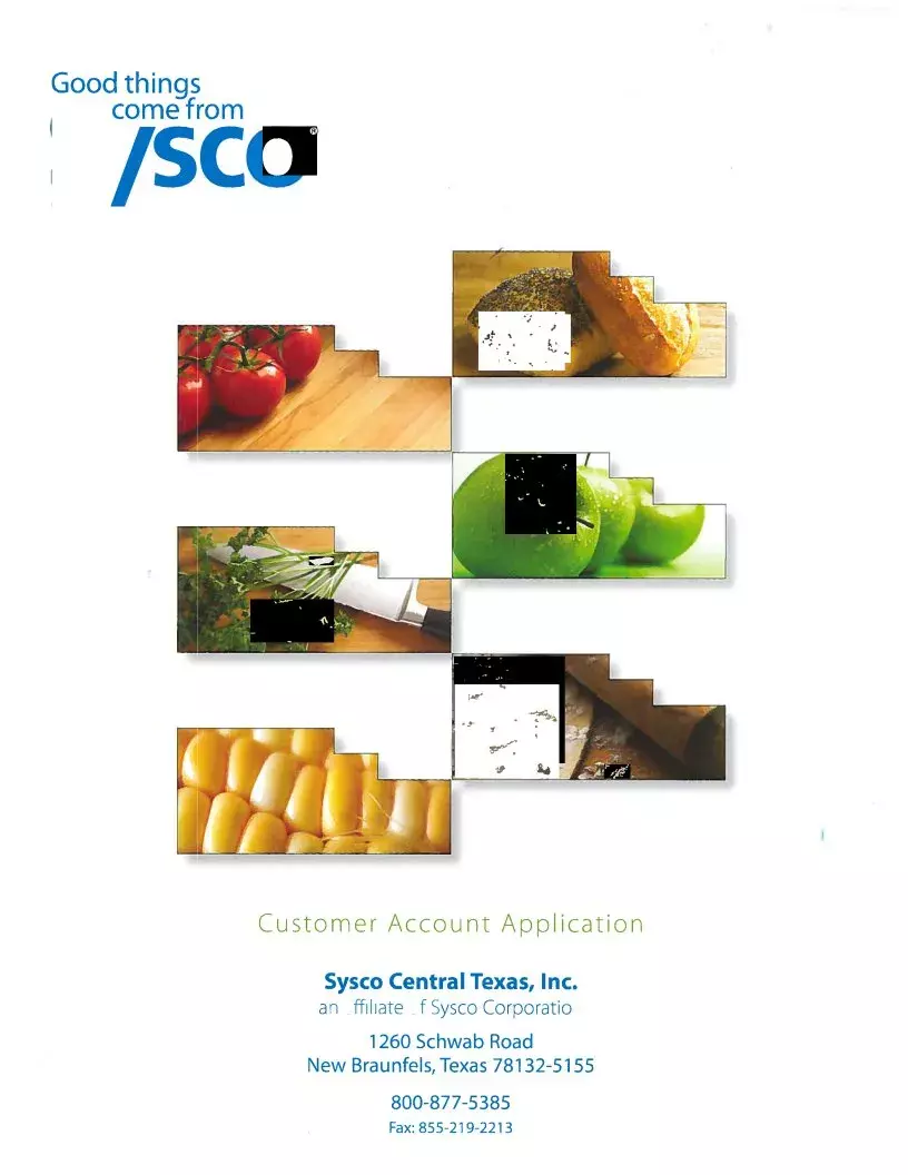 Blank Sysco Customer Account Application | Fill Out and Print PDFs