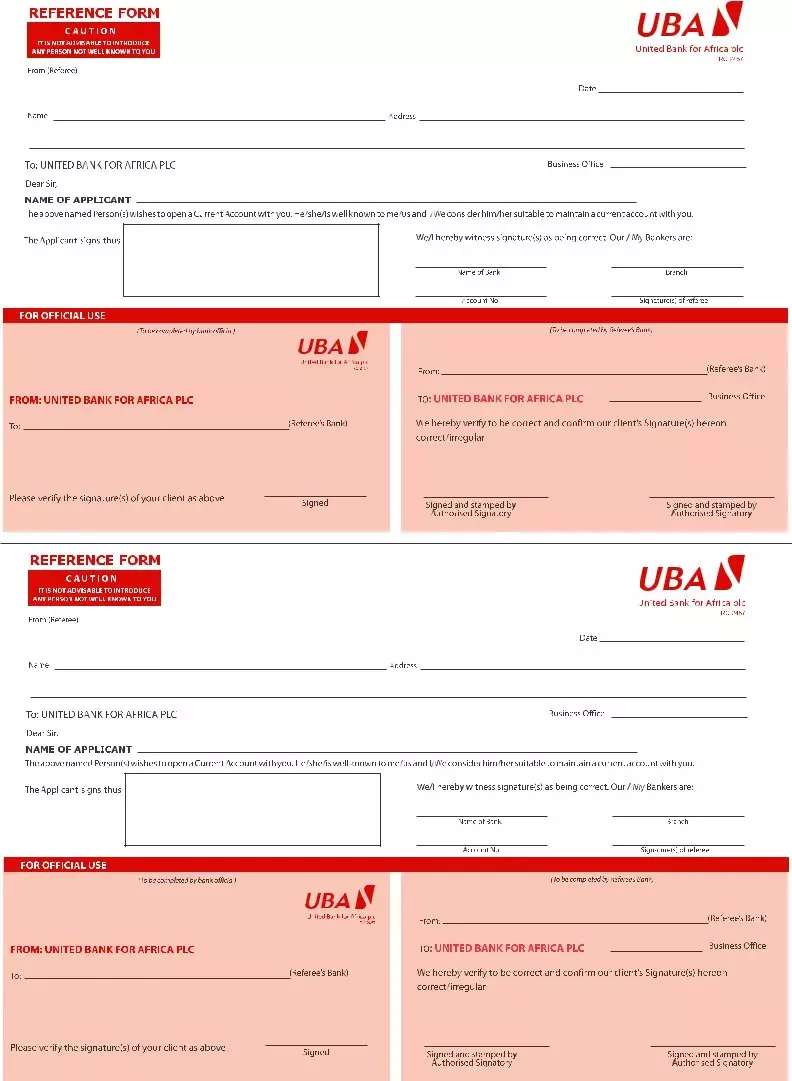 Blank Uba Account Opening Form | Fill Out and Print PDFs